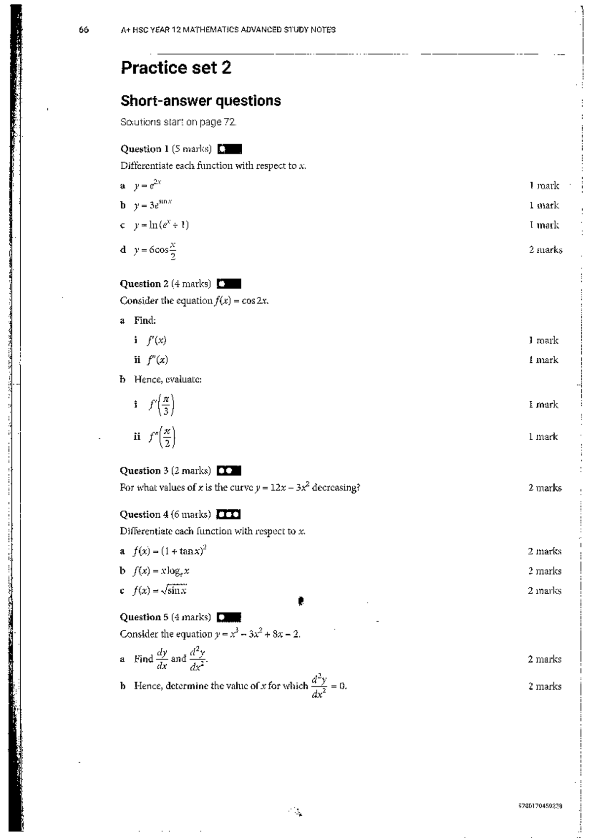 A+ - Further Differentiation - Practice Set 2- Questions only - Studocu