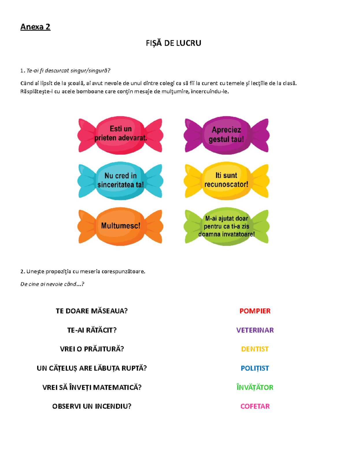 Fisa de lucru DP - Anexa 2 FIȘĂ DE LUCRU 1. Te-ai fi descurcat singur ...
