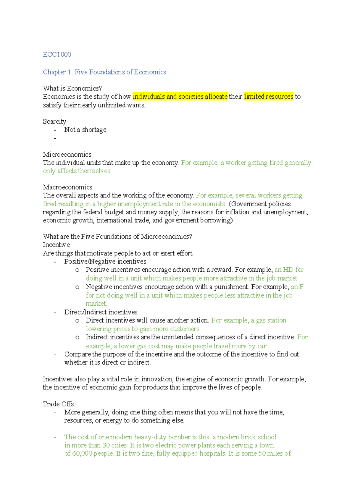 ECC1000 - dsdsdad - ECC Chapter 1: Five Foundations of Economics What ...