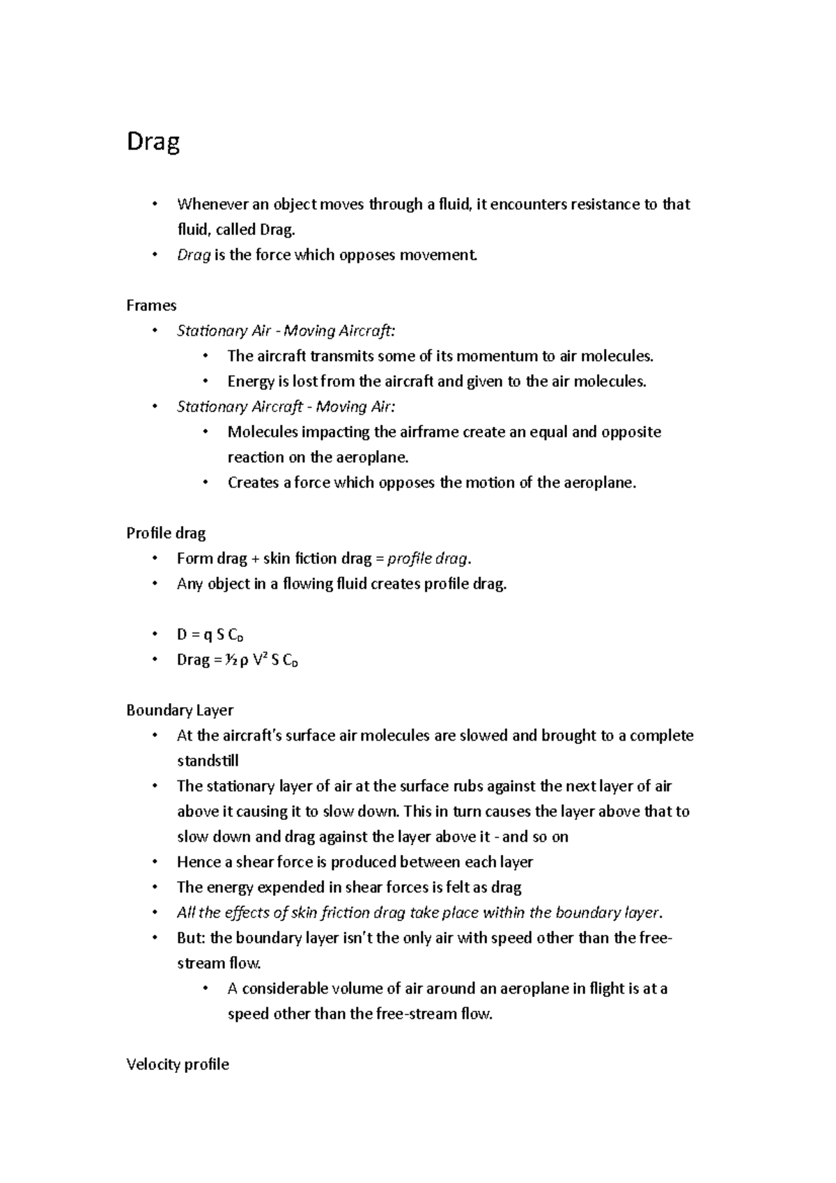 Drag - Notes for lecture - Drag Whenever an object moves through a ...