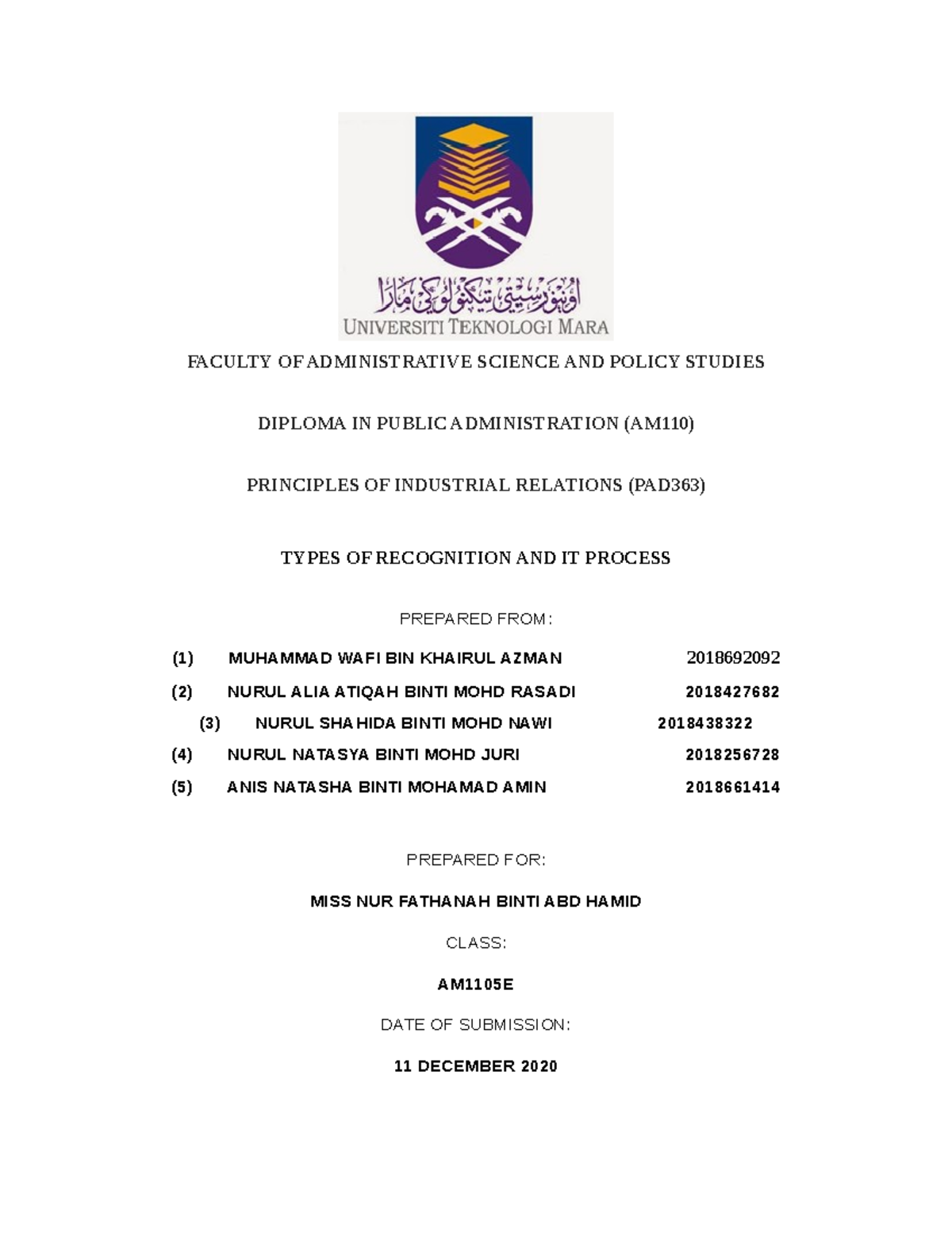 Assignment PAD 363 - FACULTY OF ADMINISTRATIVE SCIENCE AND POLICY ...