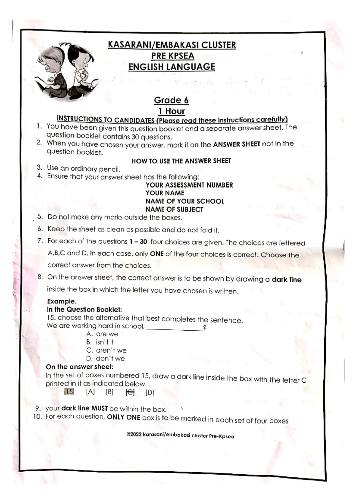 English Grade 6-1 - Human growth and development - CLUSTER PRE KPSEA ...