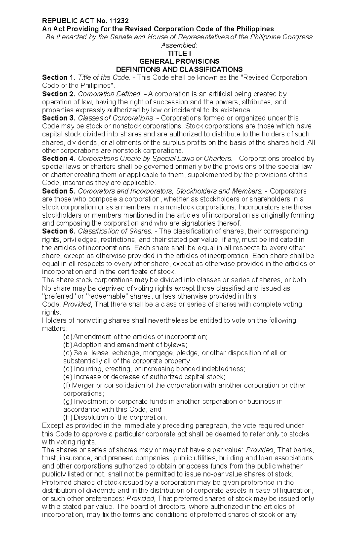 RA11232 & RA10667 - LAW - REPUBLIC ACT No. 11232 An Act Providing for ...