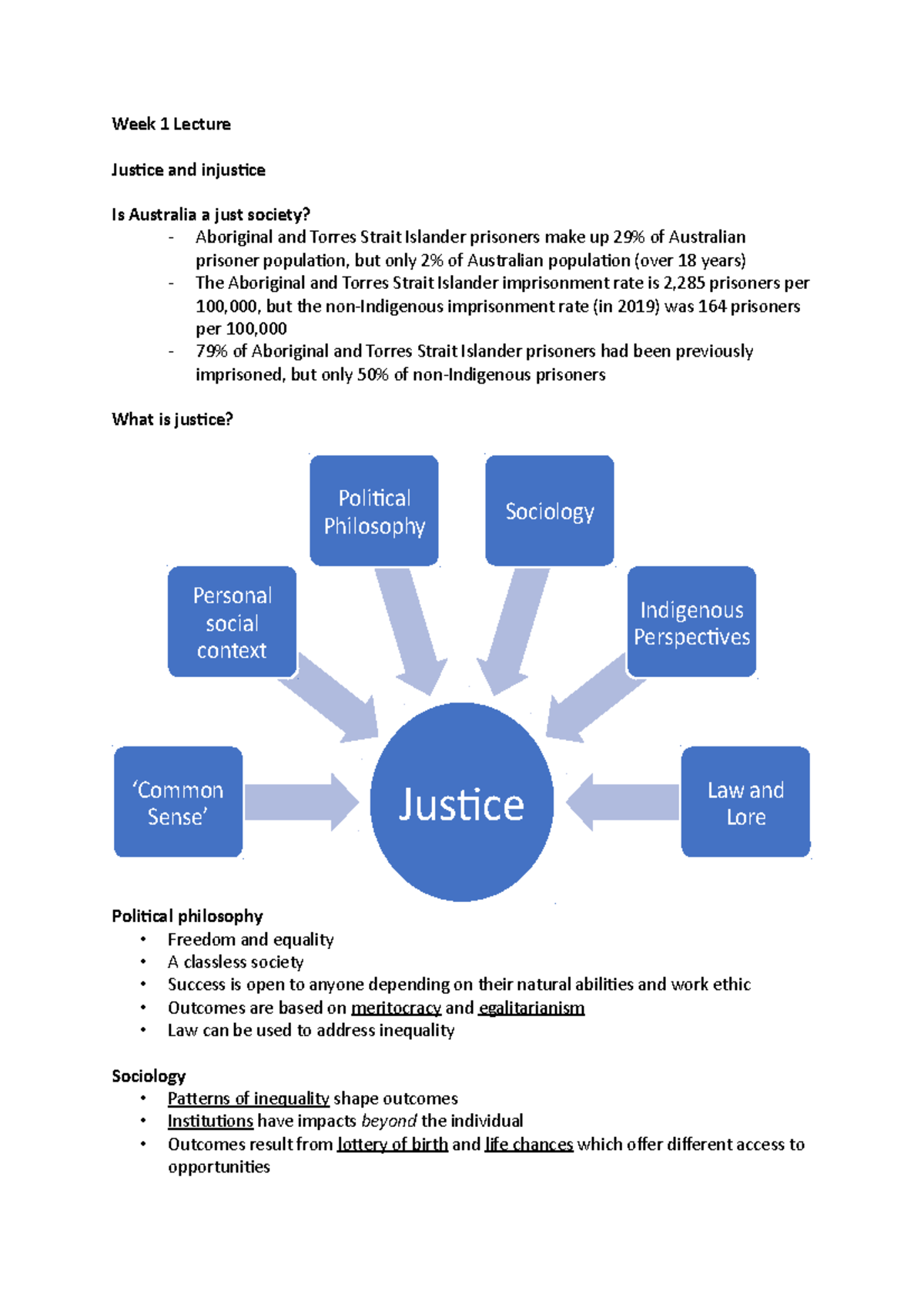 Jsb171 wk 1 - 2019 week 1 lecture notes for justice and society - Week ...