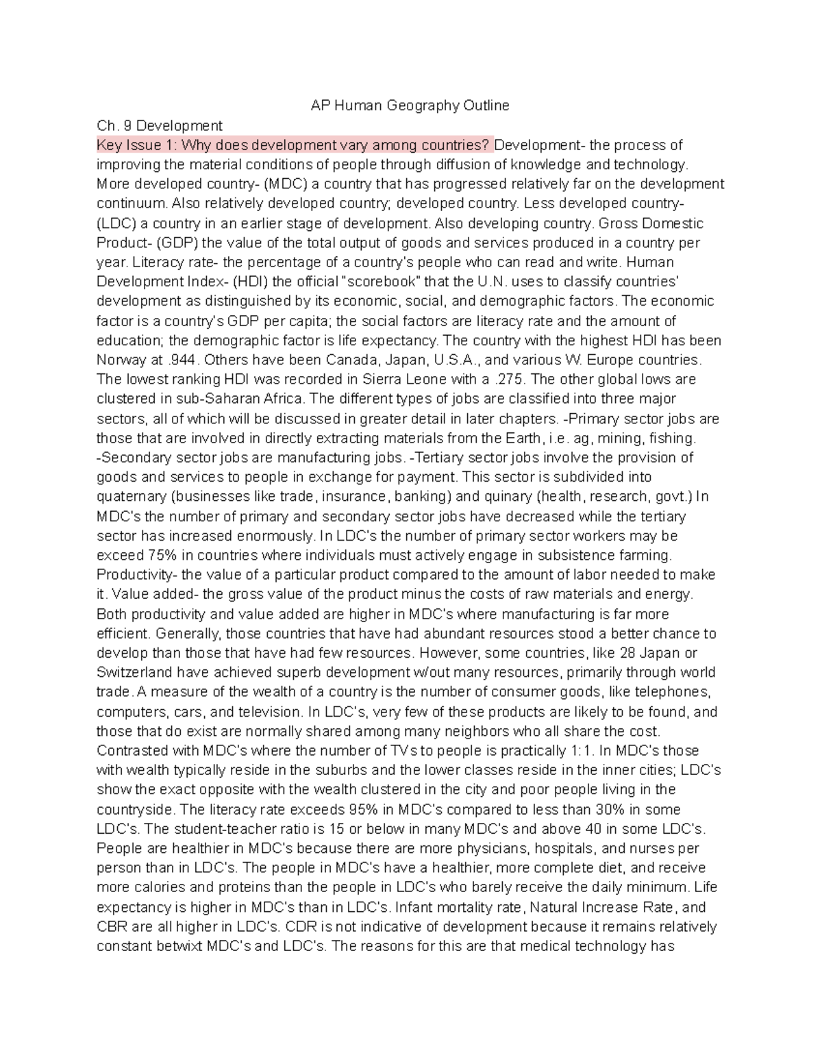 AP Human Geography #3 - Lecture notes 9-12 - AP Human Geography Outline ...