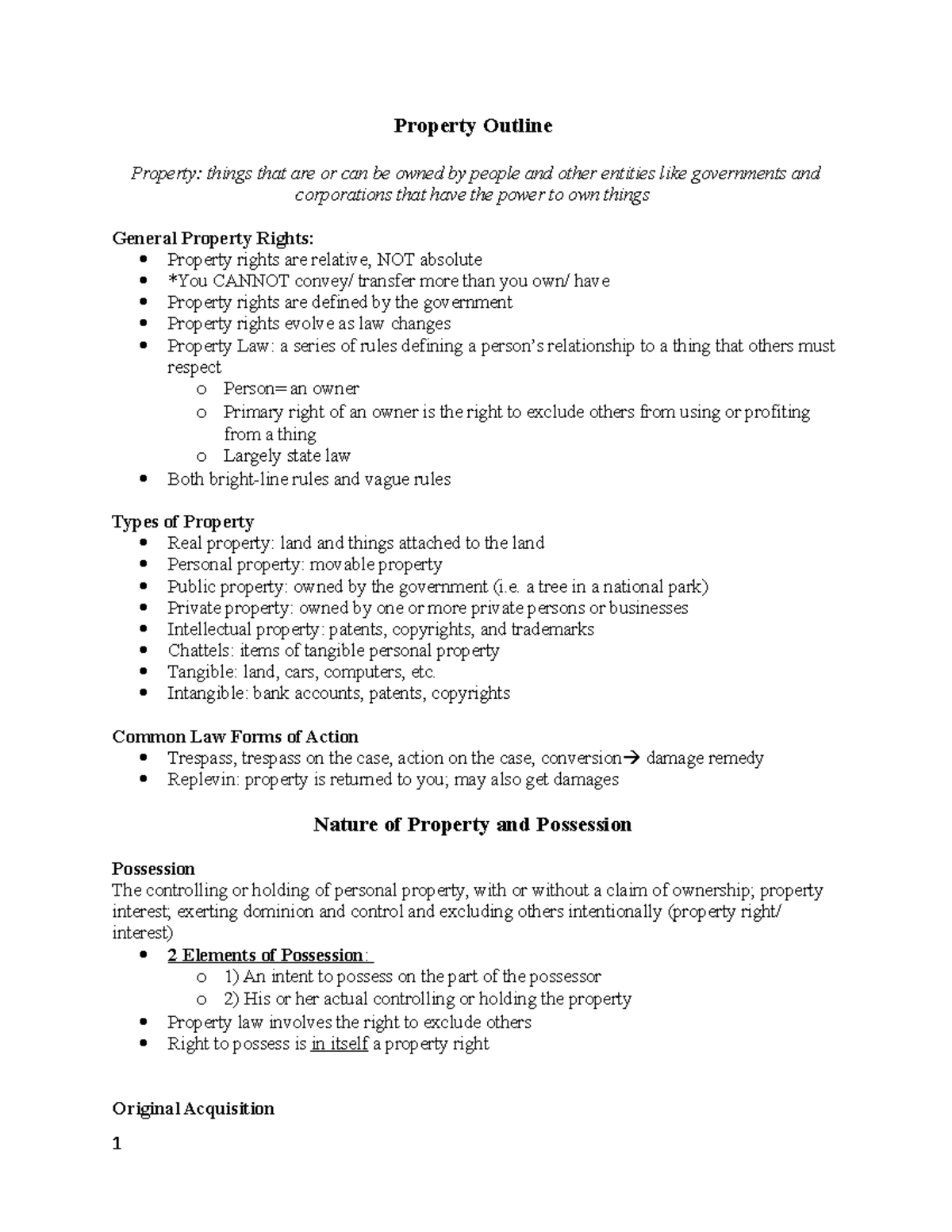 Property Outline - Property Outline Property: things that are or can be ...