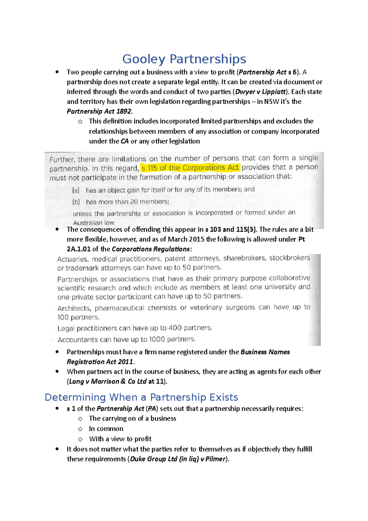 Partnerships - Summary of partnership law - Gooley Partnerships Two ...