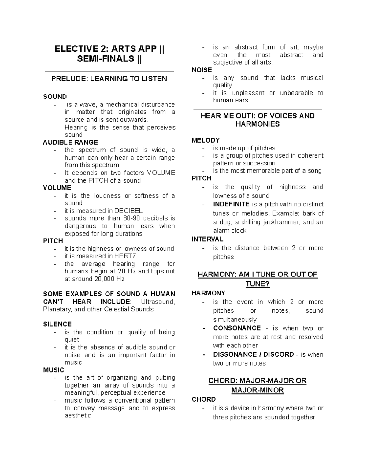Elective 2 ARTS APP SEMI- Finals - ELECTIVE 2: ARTS APP || SEMI-FINALS ...