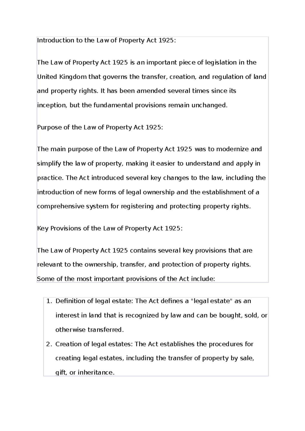 The Law of Property Act 1925 - It has been amended several times since ...