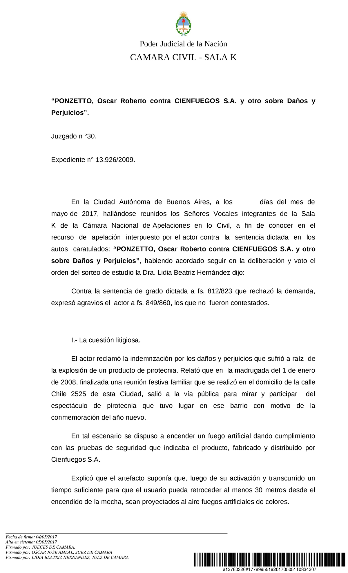 Ponzetto c Cienfuegos CNCiv Sala K Deber de informacion - Poder ...