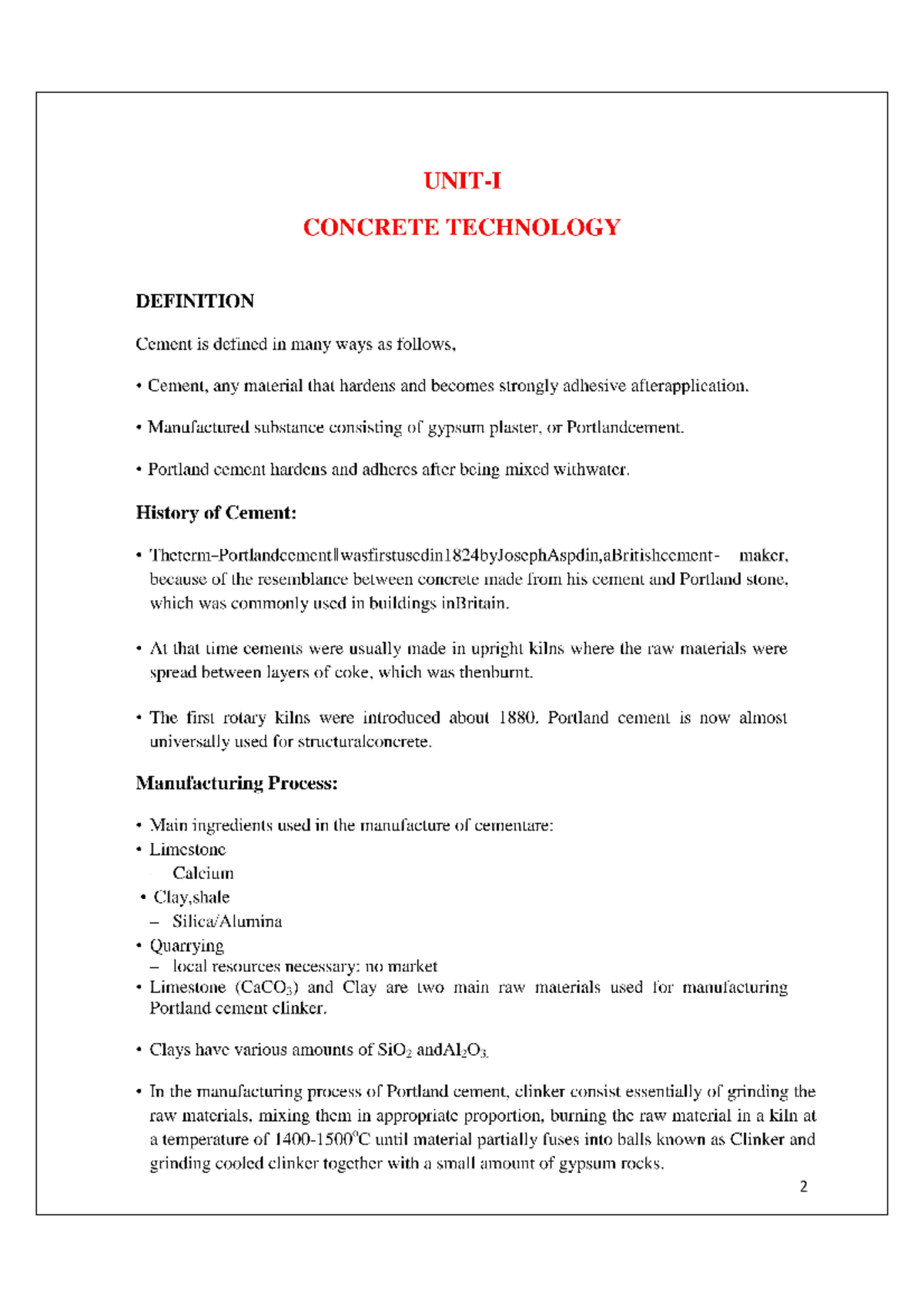 Concrete Technology - Studocu