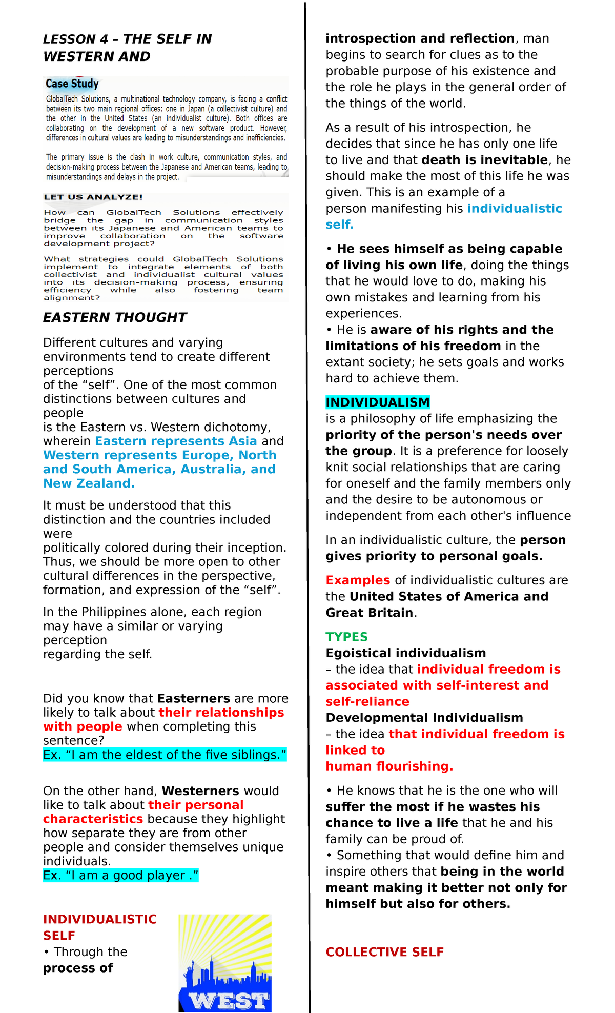 UTS Reviewer - ..,,,,,,,,, - LESSON 4 – THE SELF IN WESTERN AND EASTERN ...