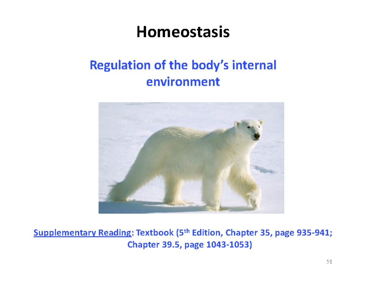 Lecture 04-05 - Homeostasis (slides 51-70) - Homeostasis Supplementary ...