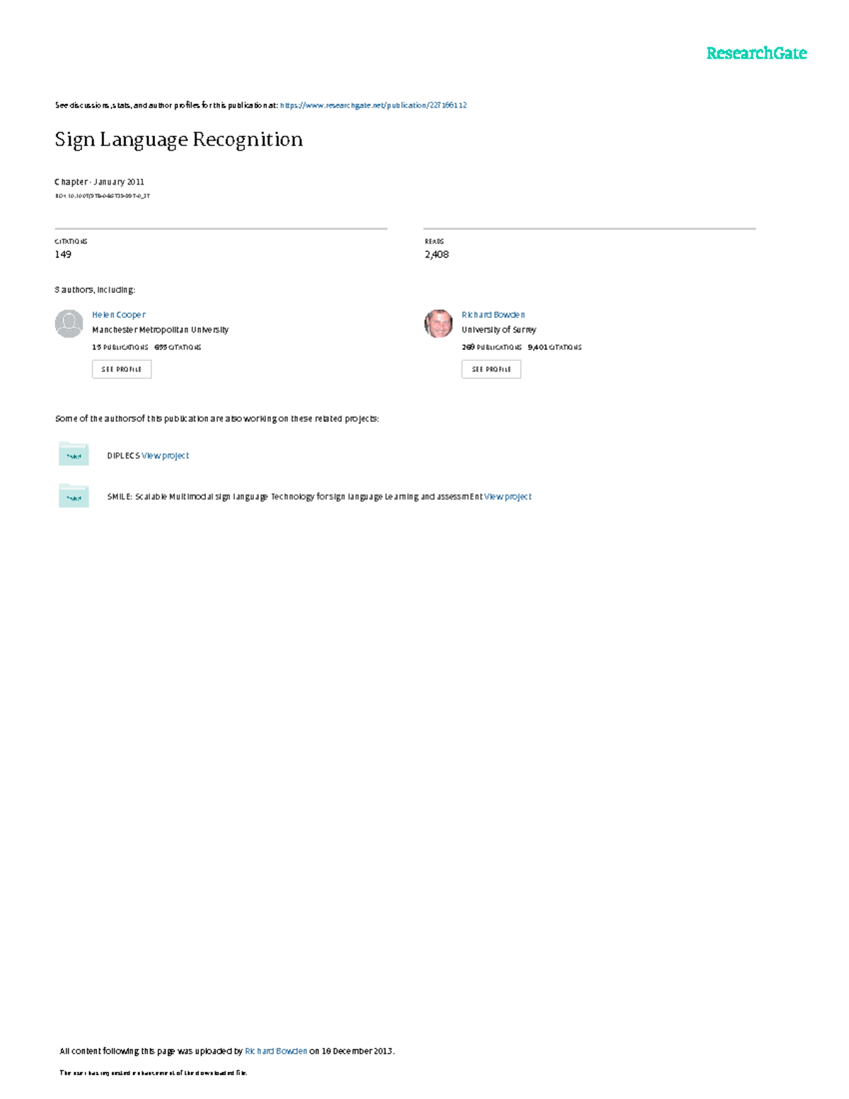 Sign Language Recognition - See discussions, stats, and author profiles ...