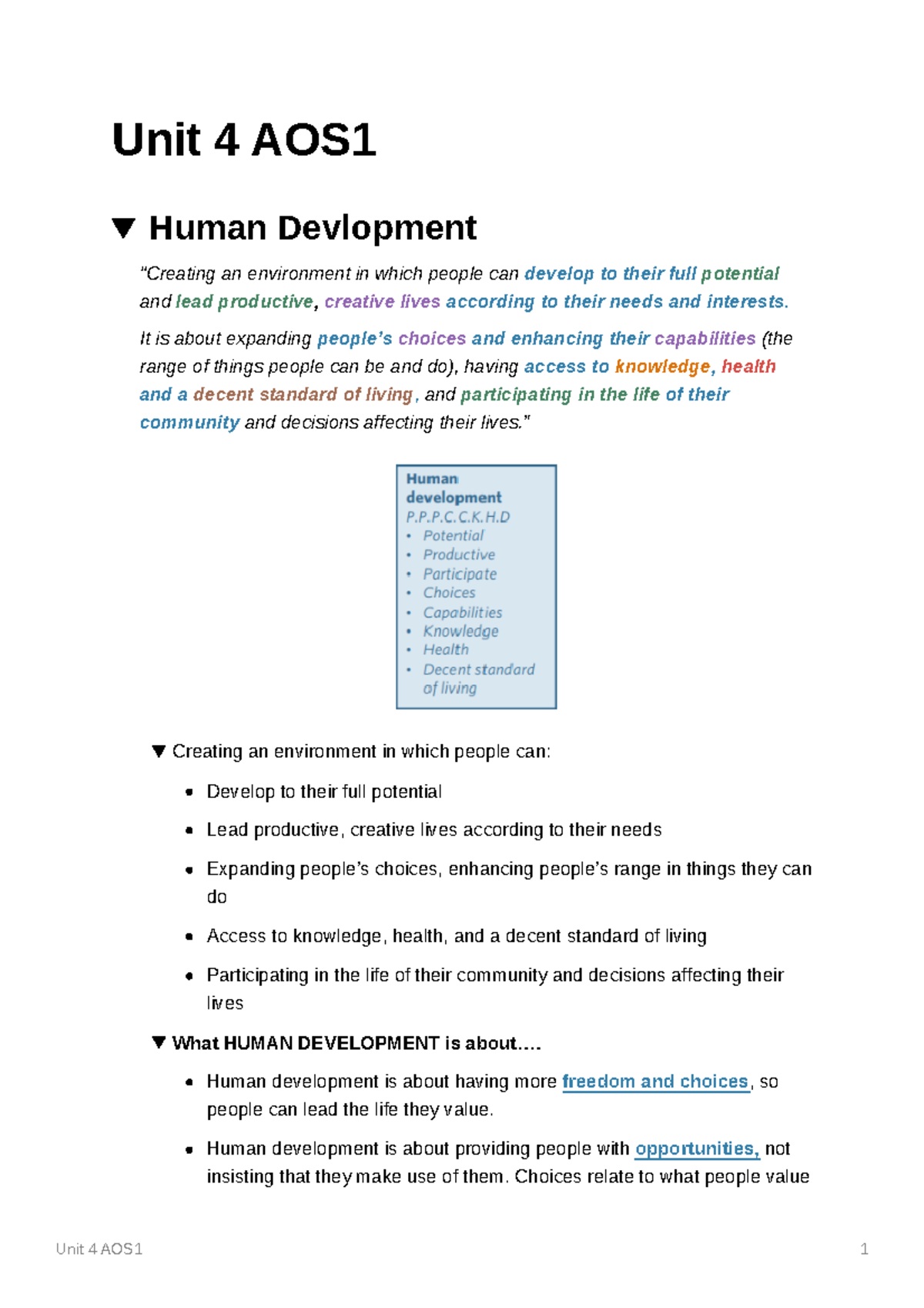 HHD Unit 4 AOS1 - Unit 4 AOS Human Devlopment “Creating an environment ...