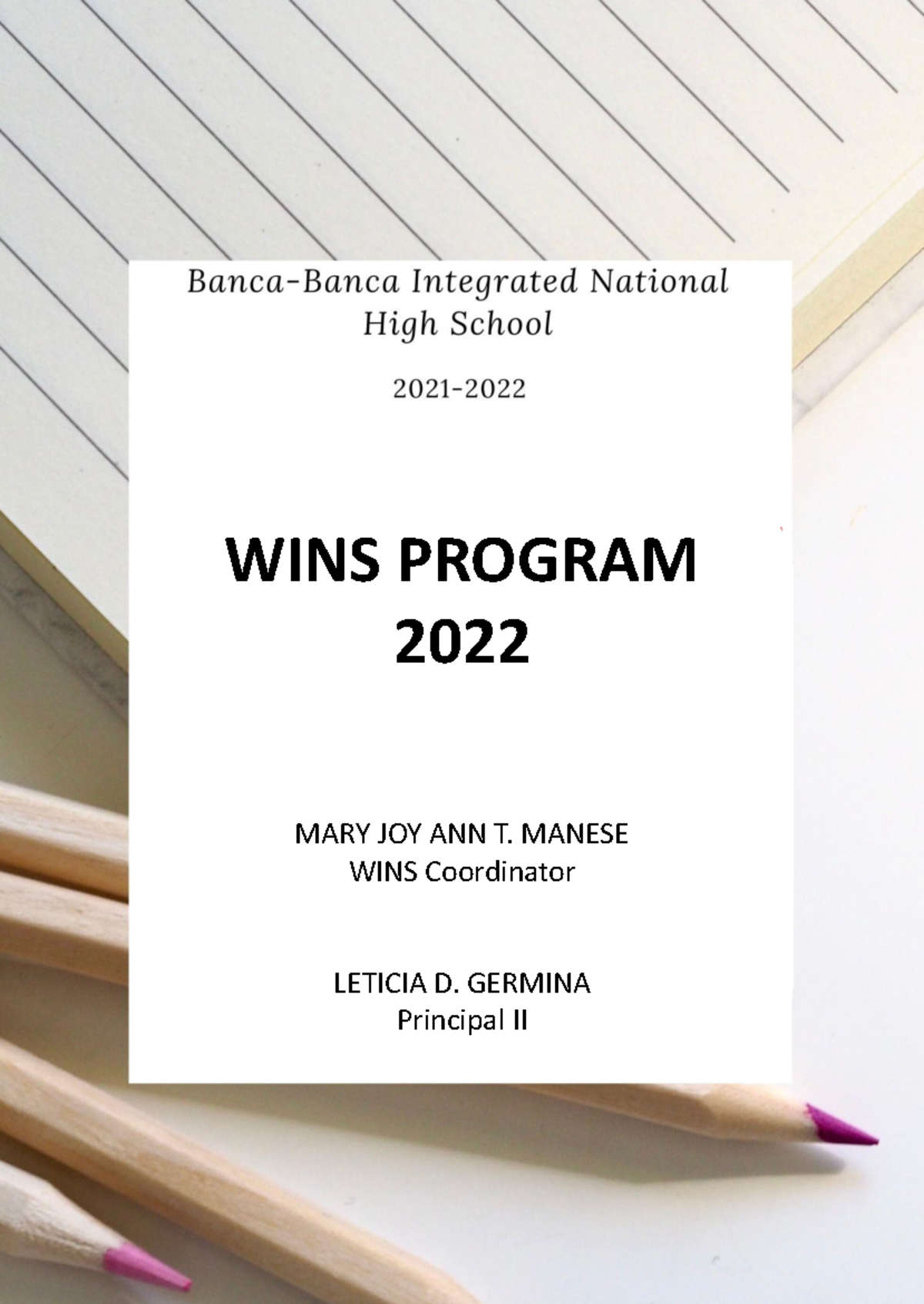 WINS- Program-2022 - Health conditions - Principal II WINS PROGRAM 2022 ...