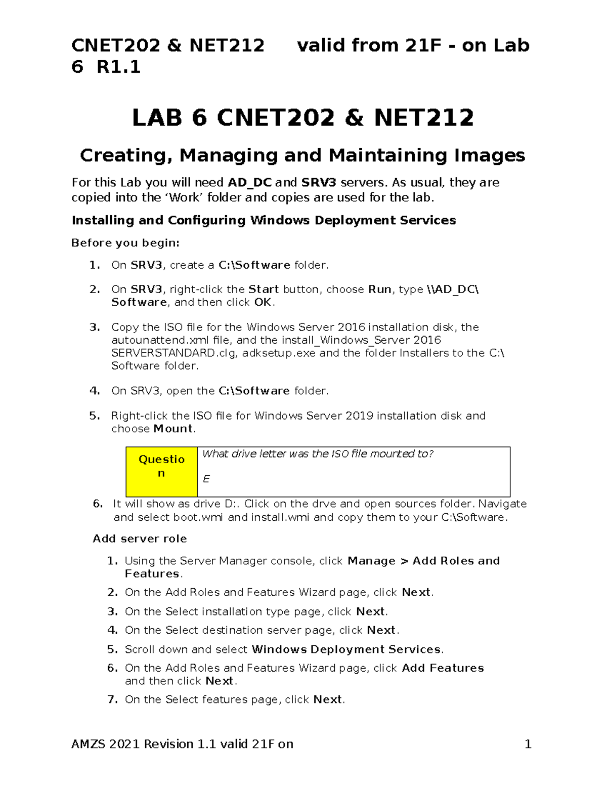 Student LAB 6 2019 - Lab assignment 6 - 6 R1. LAB 6 CNET202 & NET Creating, Managing and - Studocu