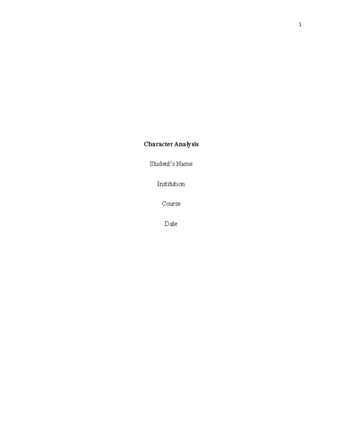 Character Analysis - These are research documents that can be used for ...