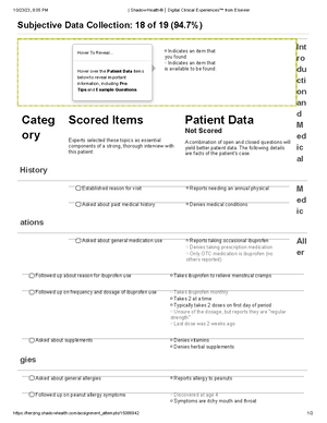 Shadow Health® │ Heent - Assignment - Subjective Data Collection: 29 of ...