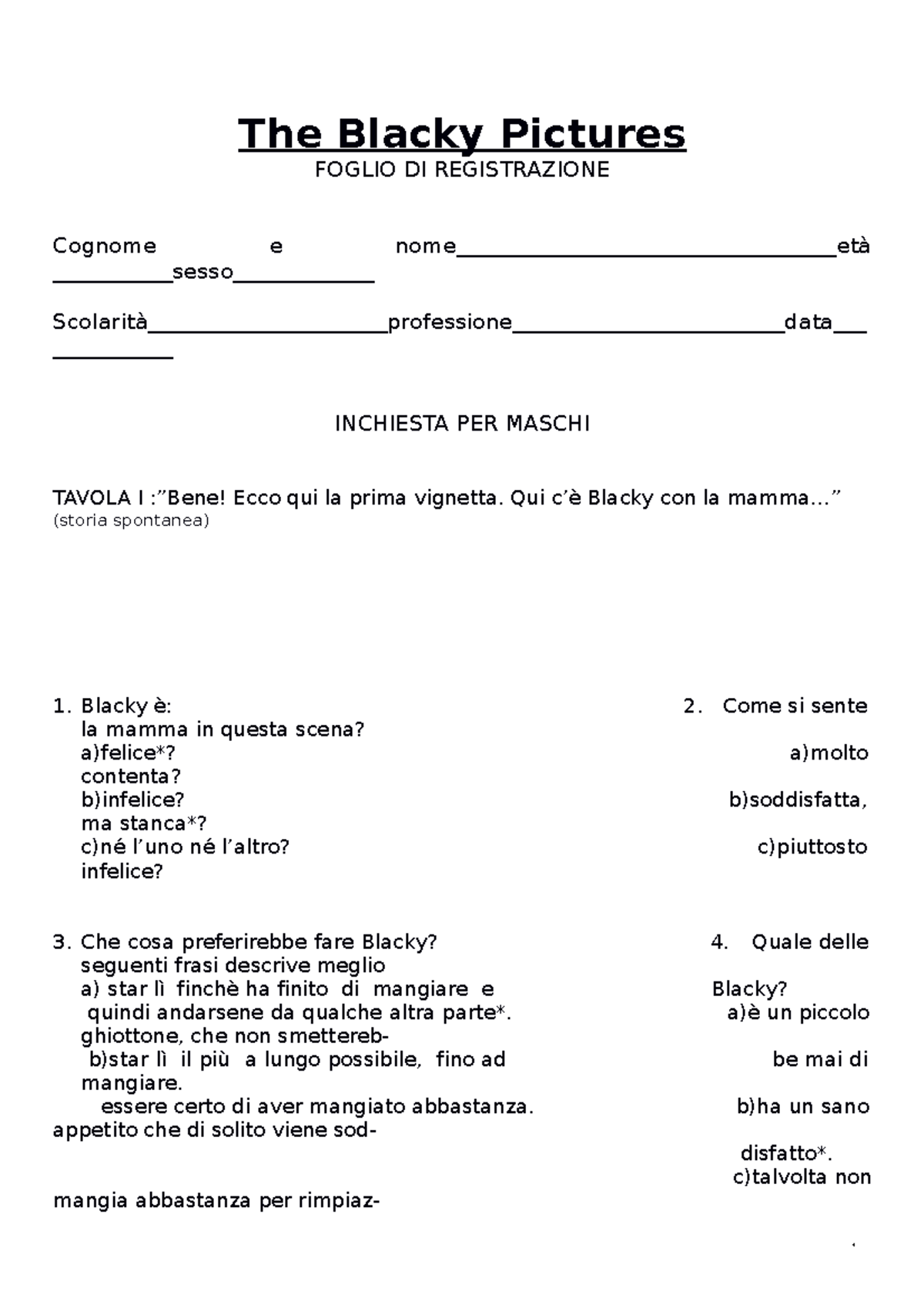 The Blacky Pictures - The Blacky Pictures FOGLIO DI REGISTRAZIONE ...