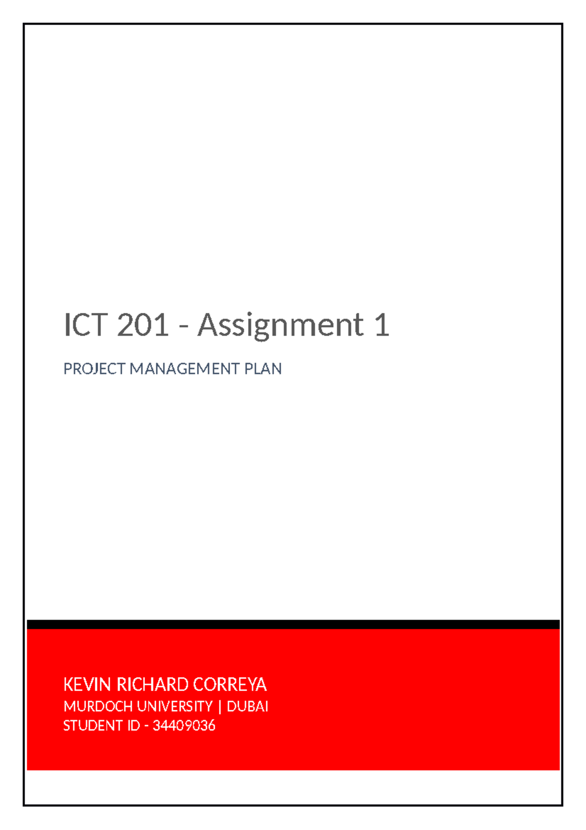 ICT201Assignment1 - KEVIN RICHARD CORREYA MURDOCH UNIVERSITY | DUBAI ...