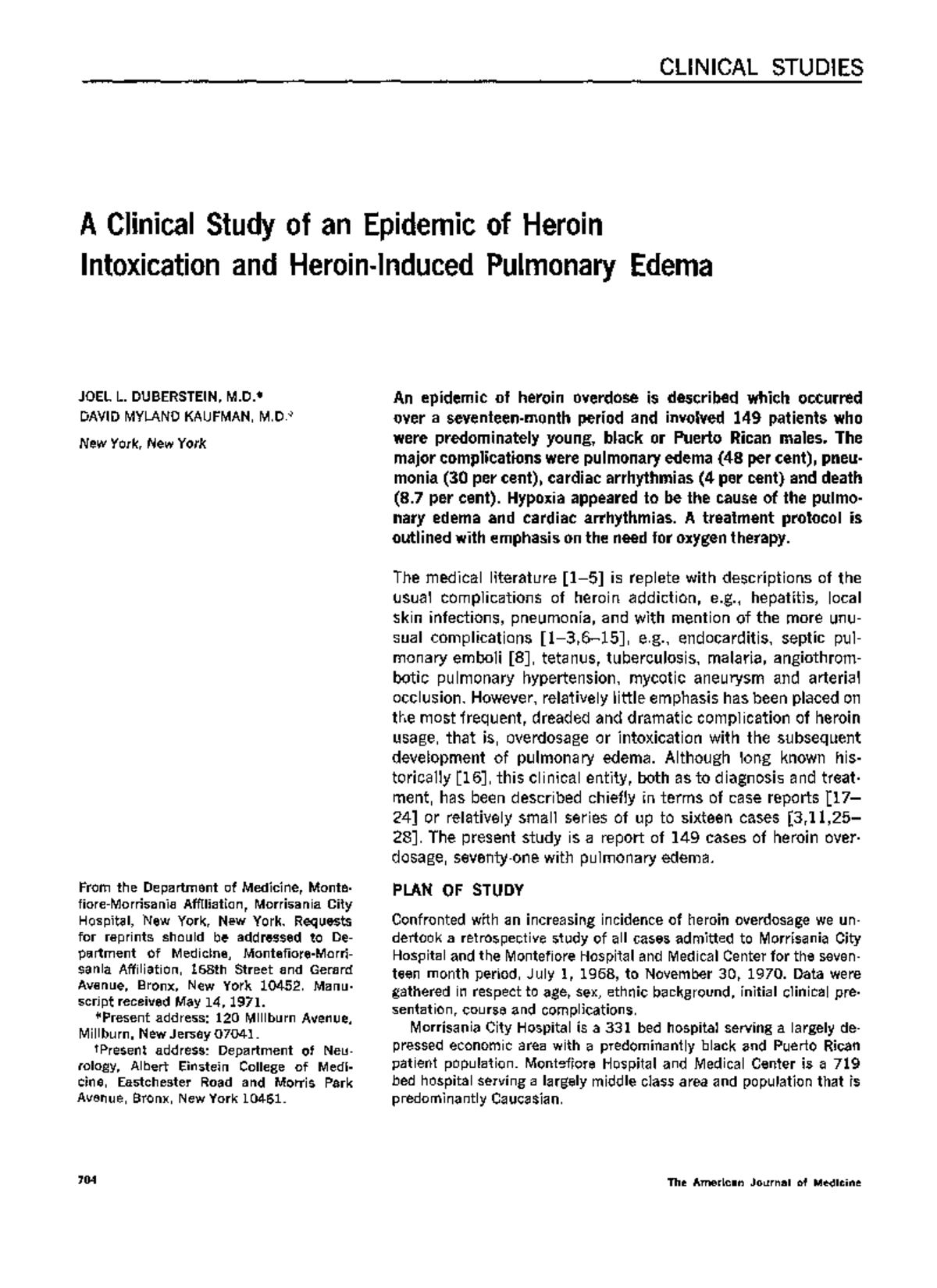 Duberstein 1971 - M - practice - CLINICAL STUDIES A Clinical Study of ...