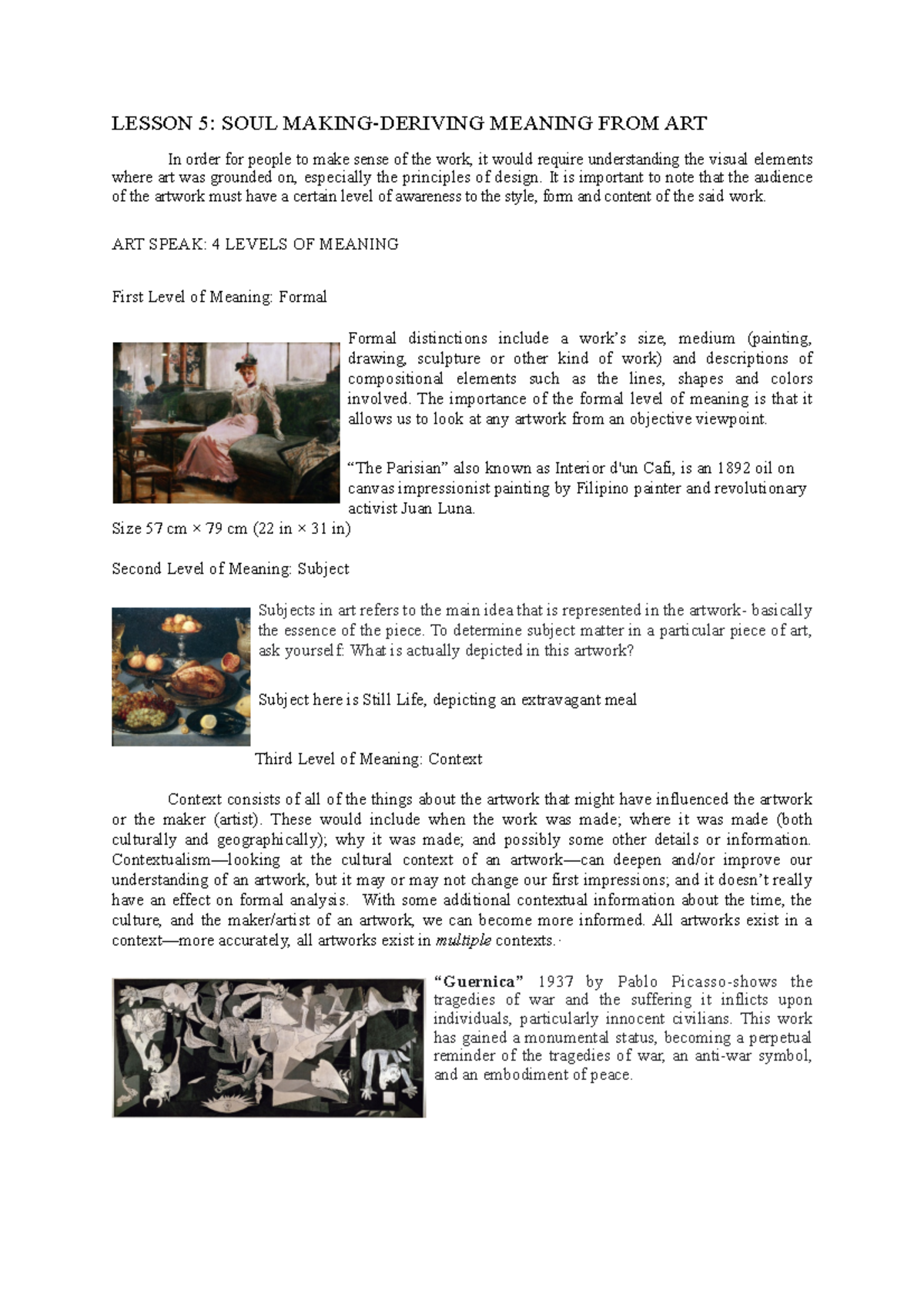 PDF.For - site - LESSON 5: SOUL MAKING-DERIVING MEANING FROM ART In ...