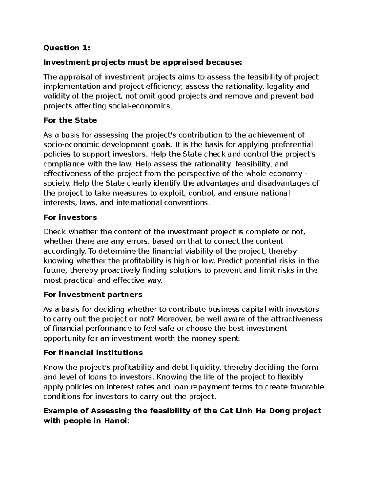 Document - assignment of Finance appraisal of investment project ...