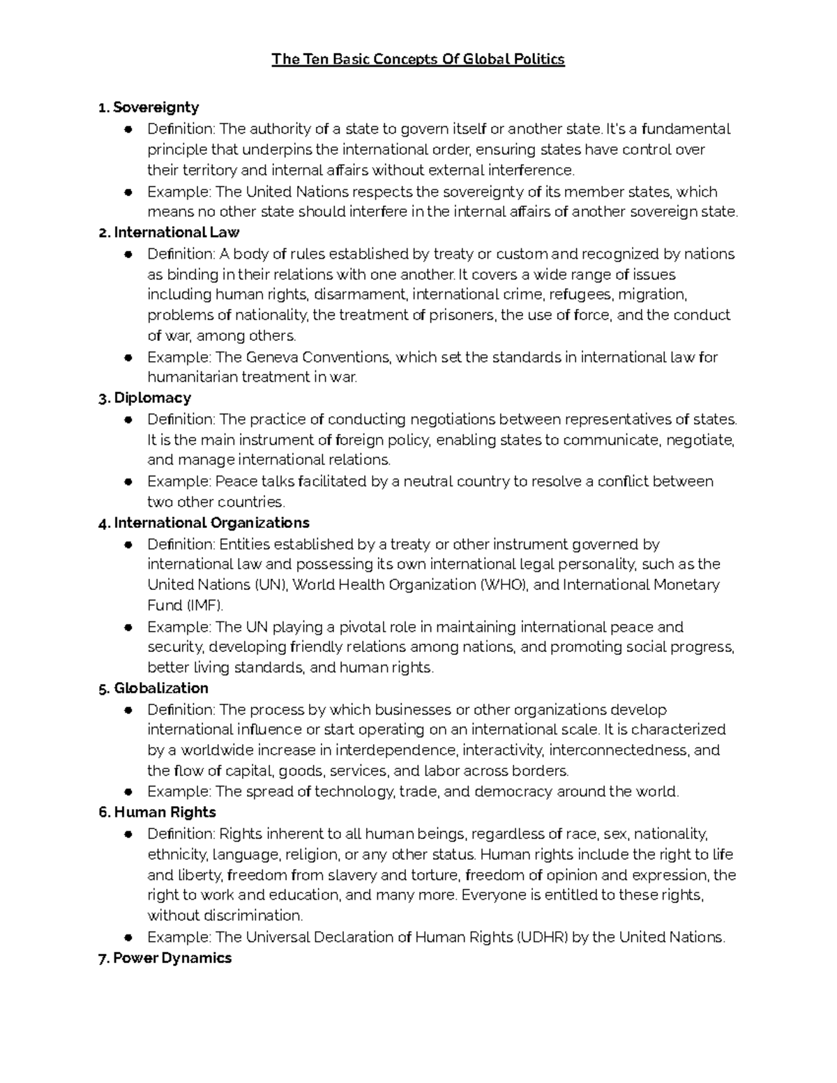 Ten Basics Of Global Politics - The Ten Basic Concepts Of Global ...