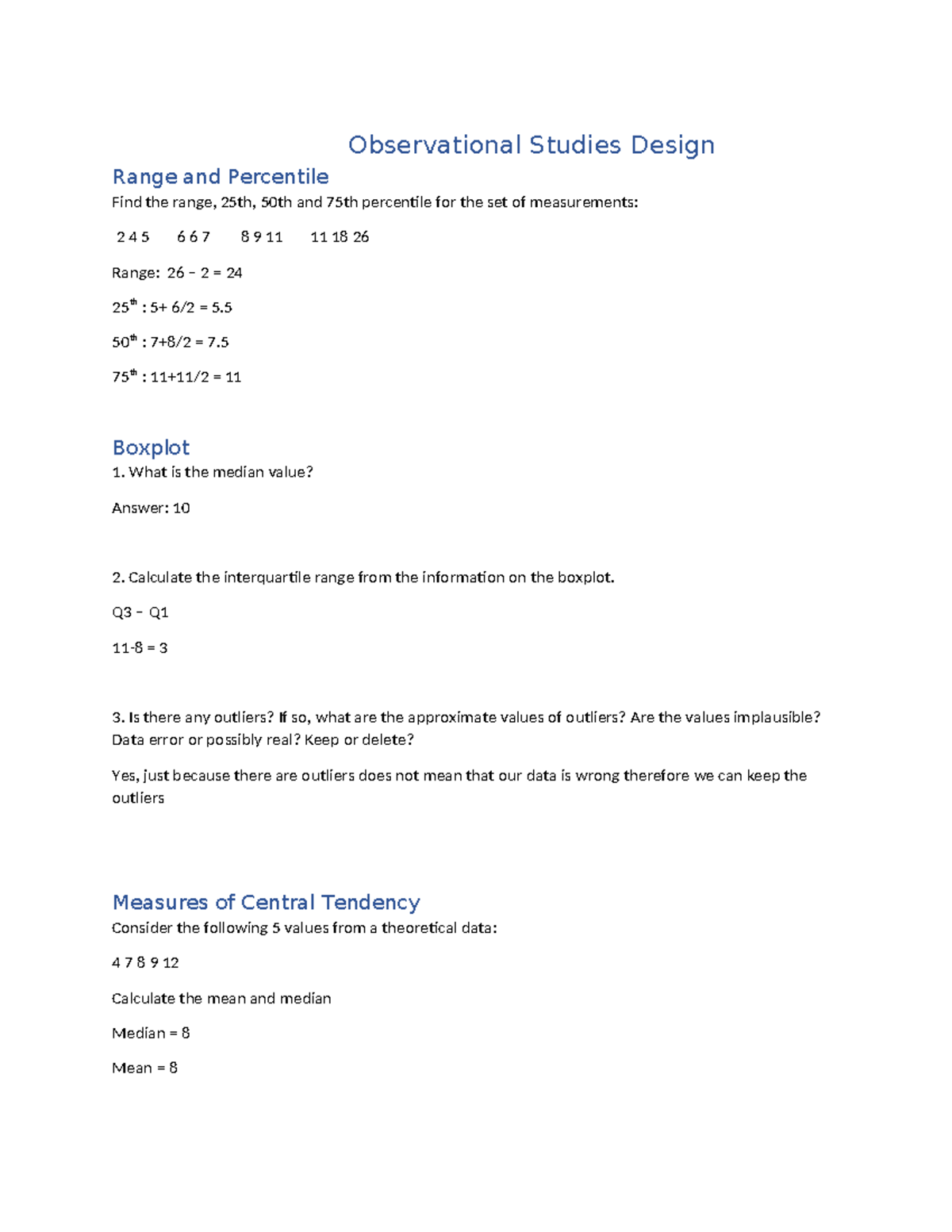 Week 12 Tutorial - Observational Studies Design Range and Percentile ...