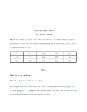 Stats Week 5, 5 - STA 2023 - Studocu
