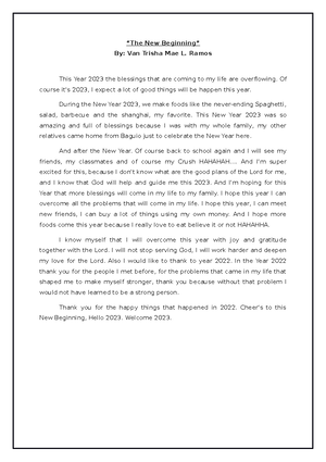 Reflective Essay Trisha - “My Senior High School Journey (A Reflective ...