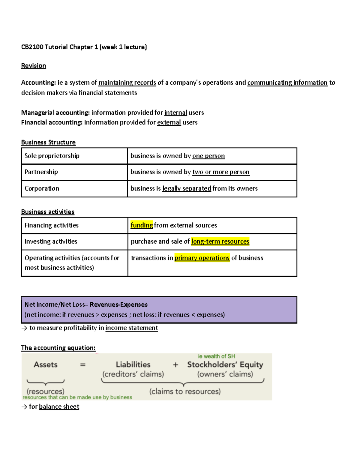 CB2100 Tutorial Chapter 1 (week 1 lecture) tutorial 2 lesson student - CB2100 Tutorial Chapter 1 ...