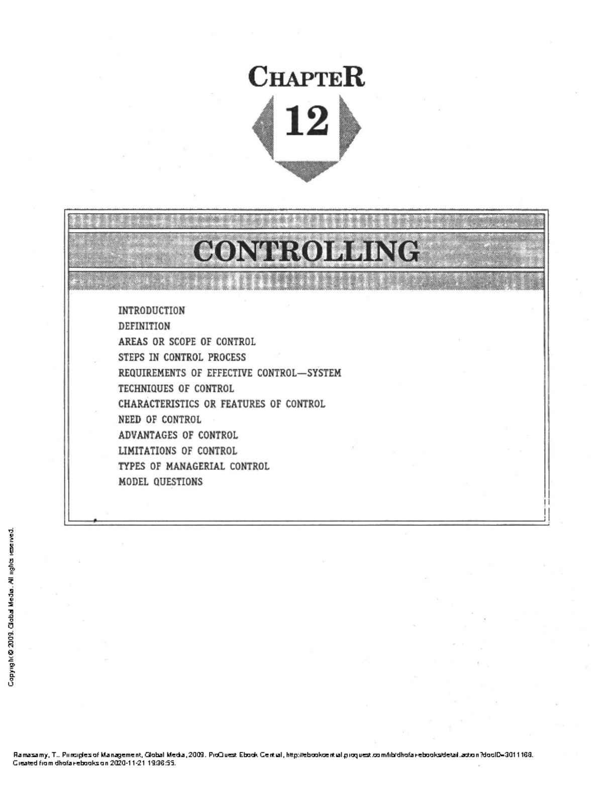 Chapter 8 - Controlling - CHAPTER INTRODUCTION DEFINITION AREAS OR ...