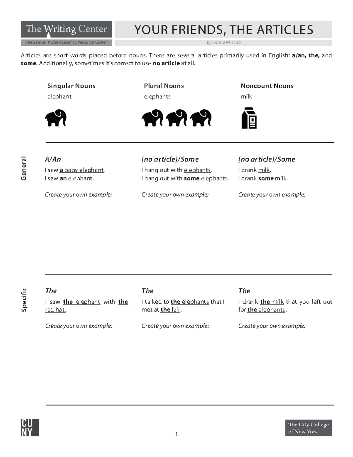 Your Friends The Articles - e Writing Center The Samuel Rudin Academic ...