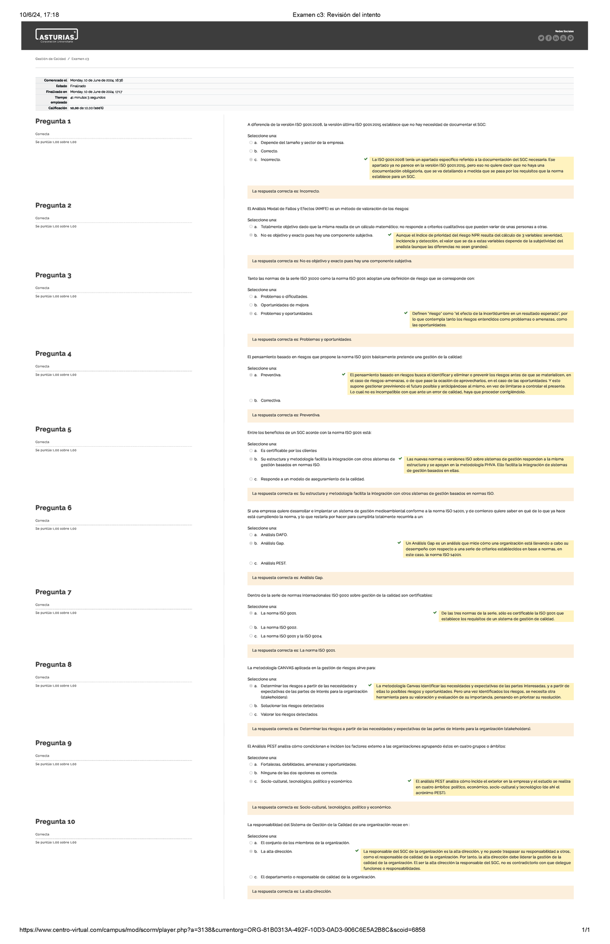 Test C3 - Redes Sociales Gestión de Calidad / Examen c Comenzado el ...