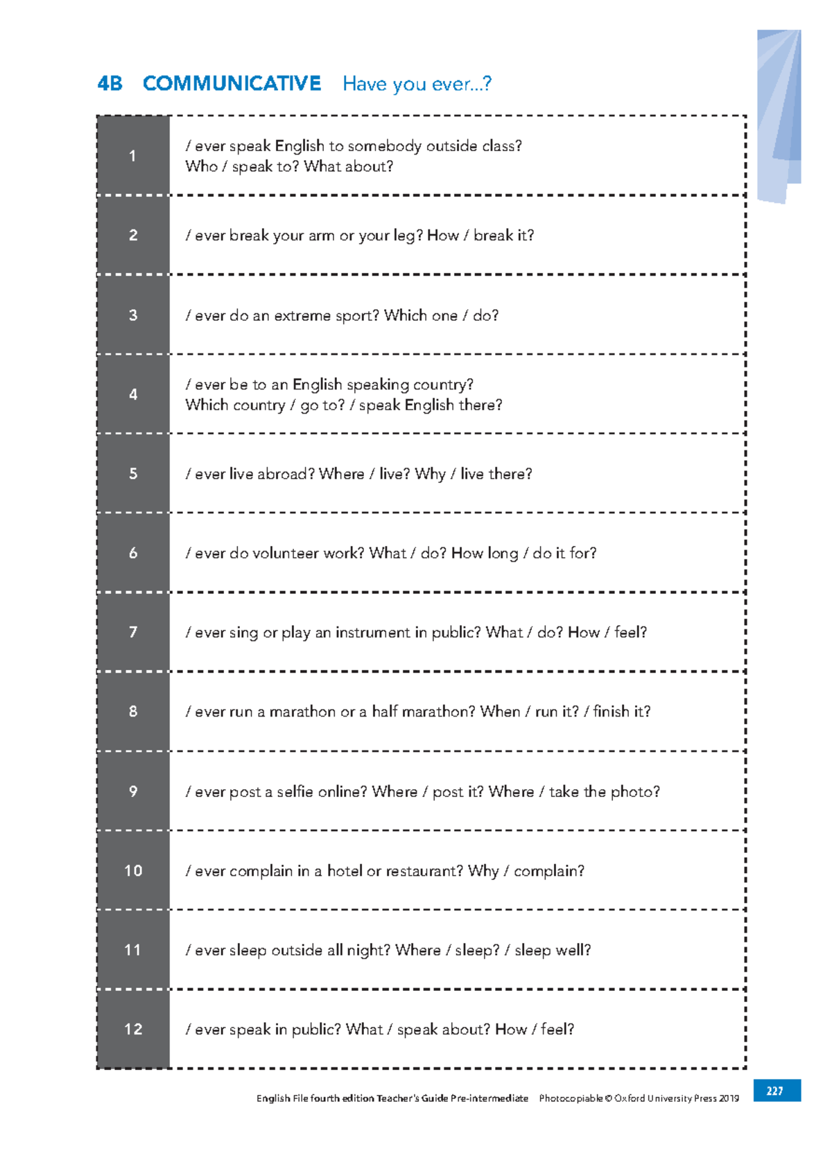 Comm 4B - 4B COMMUNICATIVE Have you ever...? - English File fourth ...