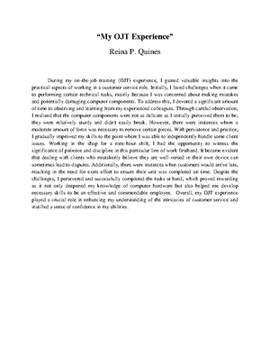 001 - OJT Requirement Checklist - ON-THE-JOB TRAINING REQUIREMENTS ...