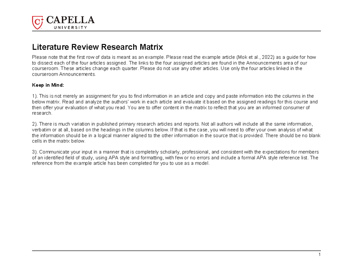 Cf week 3 literature review research matrix - Literature Review ...