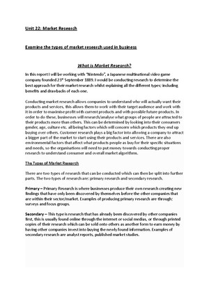 BTEC Business Studies unit 222 - BTEC Business Studies Level 3 Unit 22 ...