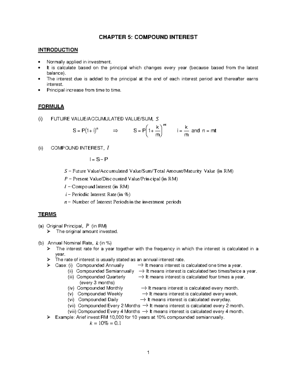 Chapter 5 Compound Interest - CHAPTER 5: COMPOUND INTEREST INTRODUCTION ...