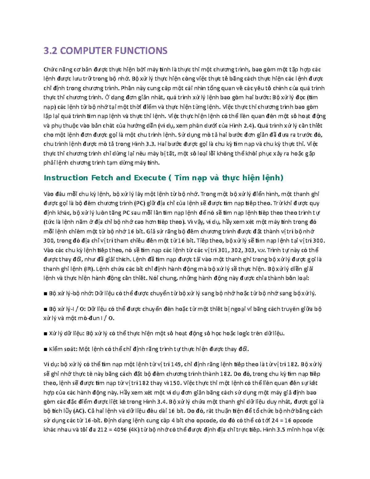 Baocao thu2 - 2222 - 3 COMPUTER FUNCTIONS Ch c năng c b n đ c th c hi n b i máy tnh là th c thi ...