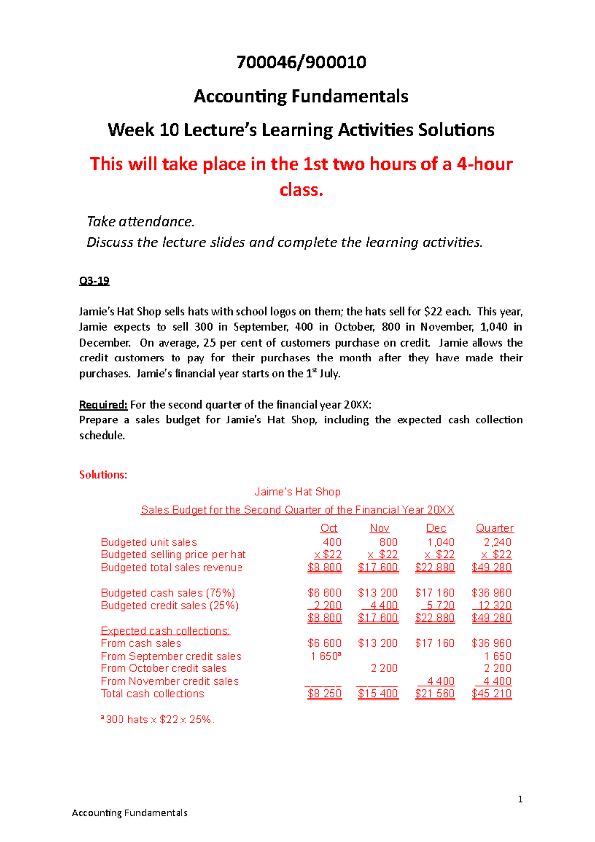 Week 10 Learning Activity teacher - 700046/ Accounting Fundamentals Week 10 Lecture’s Learning ...