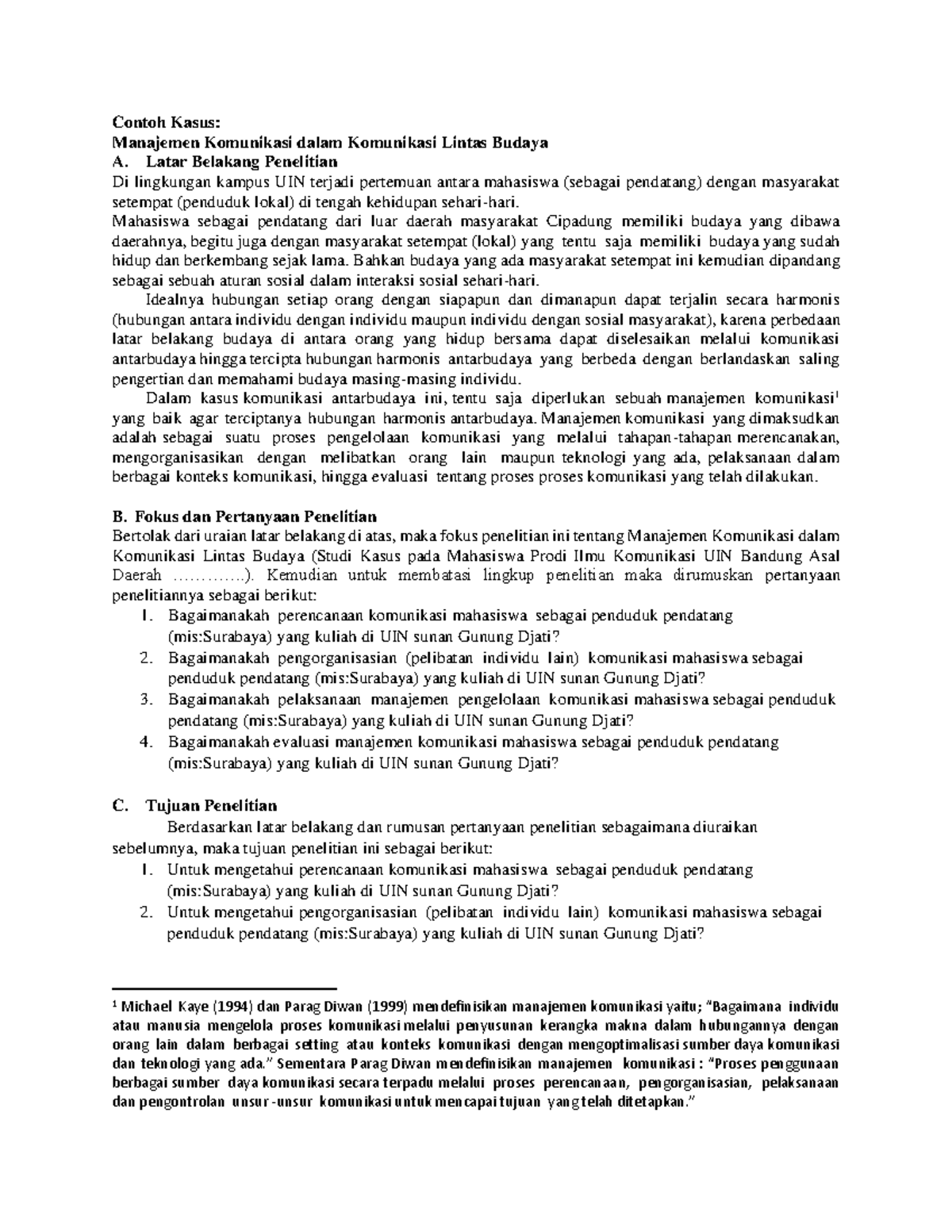 Contoh Kasus MINI Riset Manajemen Komunikasi - Contoh Kasus: Manajemen ...