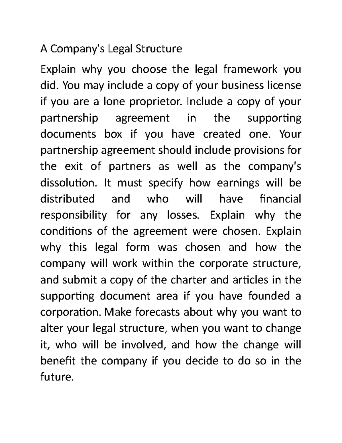 A Company's Legal Structure - A Company's Legal Structure Explain why ...