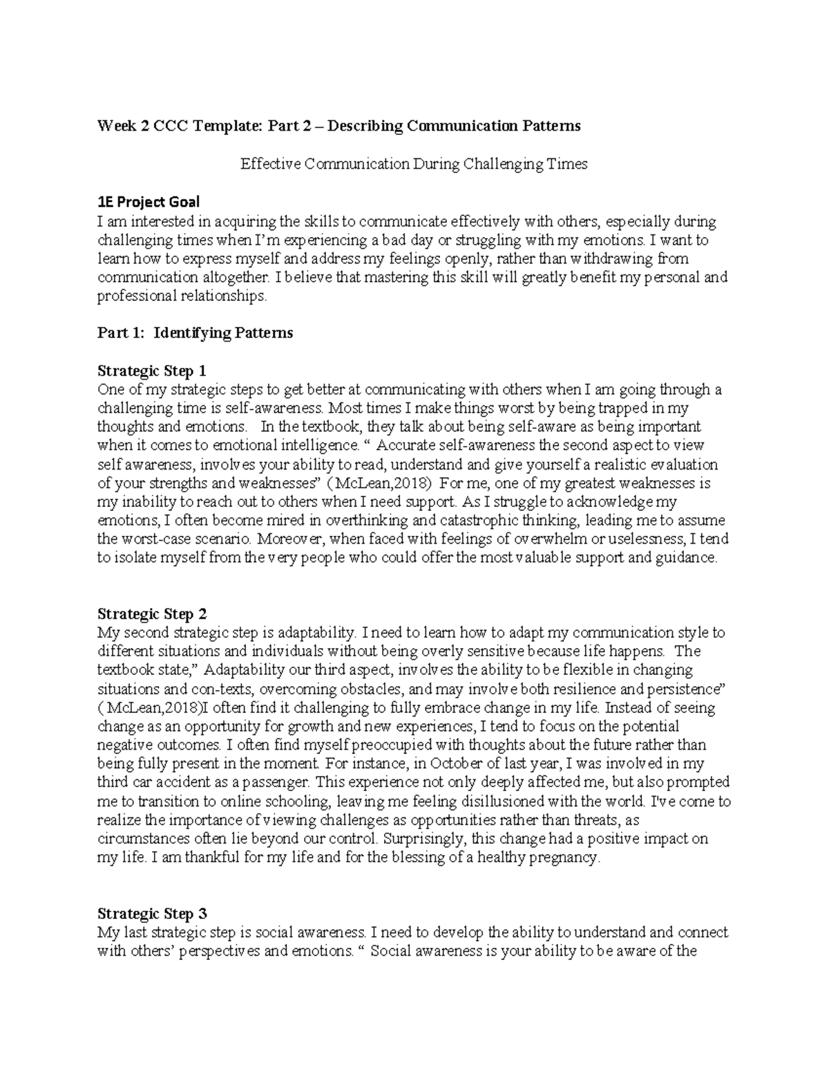 week 2 Describing communication patterns - Week 2 CCC Template: Part 2 ...