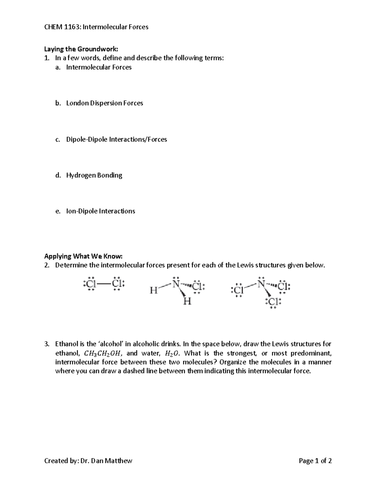 5 - Intermolecular Forces - CHEM 116 3 : Intermolecular Forces Created ...