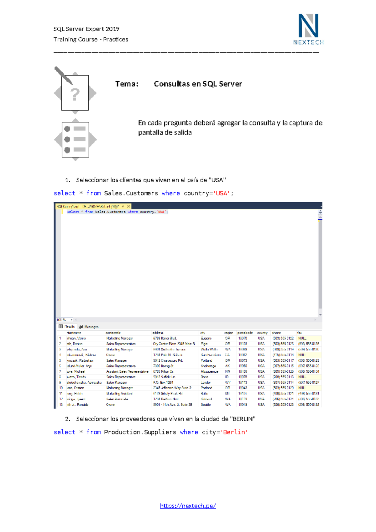 Practica Consultas en SQL 1 - Training Course - Practices - Studocu