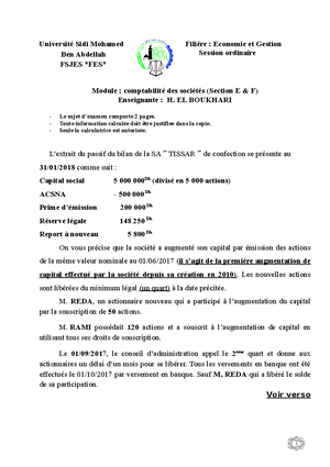 Constitution DE LA Societe EN Commandite Simple - CONSTITUTION DE LA ...
