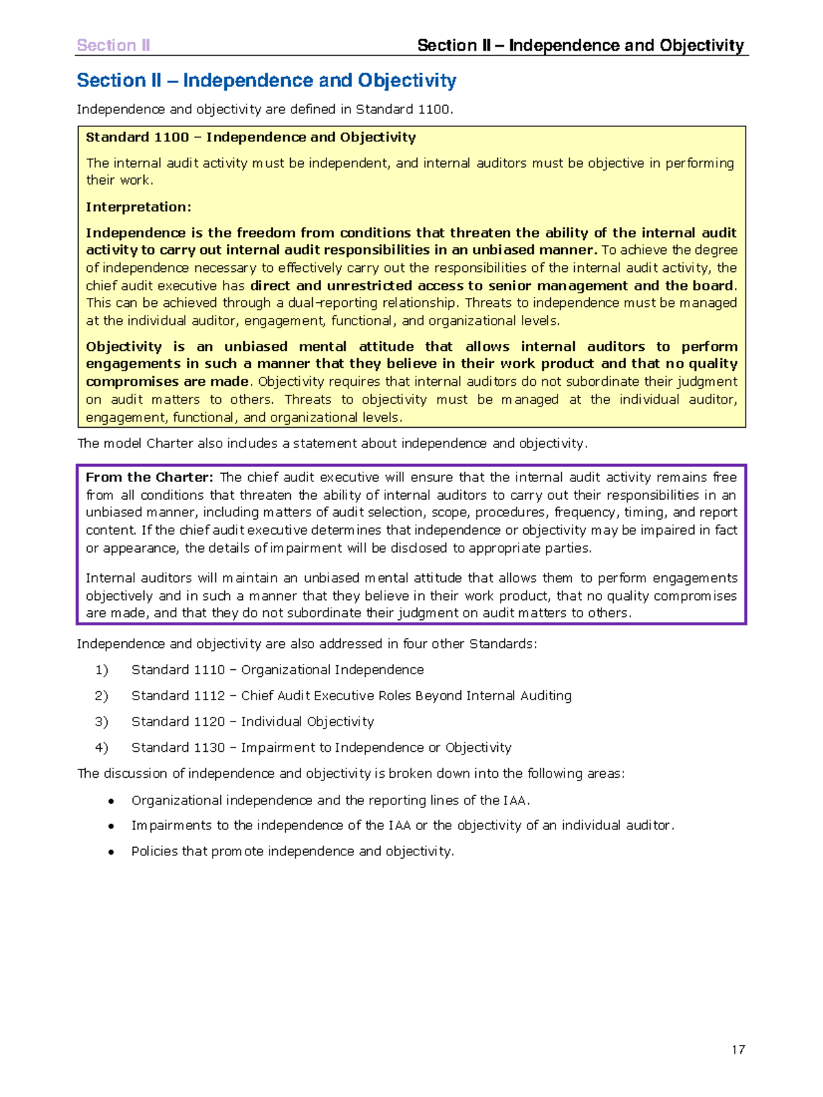 CIA-Part-1-Section-II-Independence and Objectivity - Section II Section ...